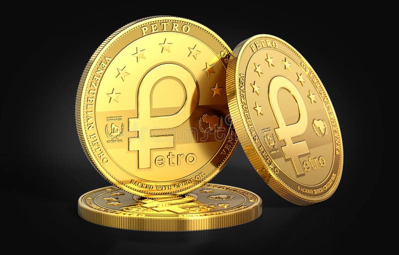 Stack of Petro, the Oil Backed Cryptocurrency Coin, Isolated on Black ...