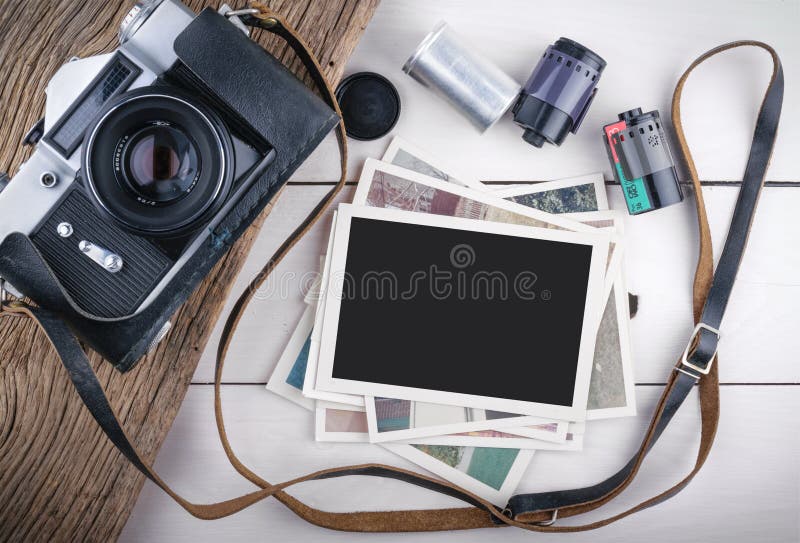 Stack of Photos and Old Camera Stock Photo - Image of rustic, pile ...