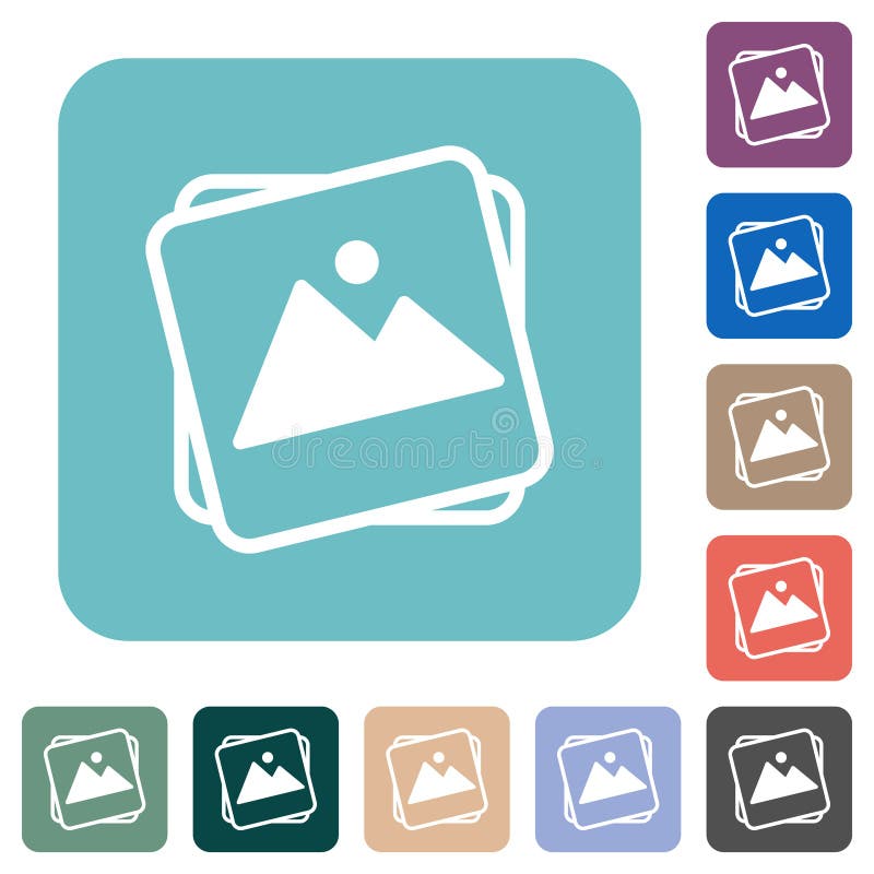 Stack of Photos Rounded Square Flat Icons Stock Vector - Illustration ...