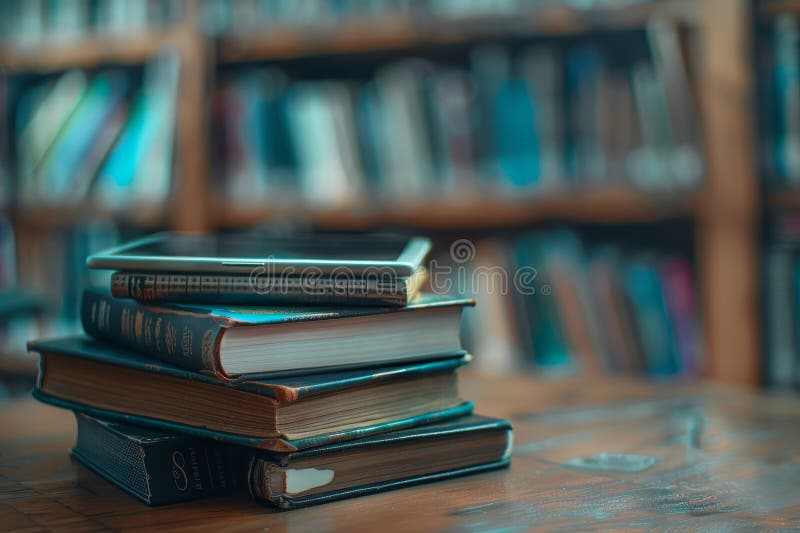 A Stack of Physical Books Transforming into an E-reader Device ...