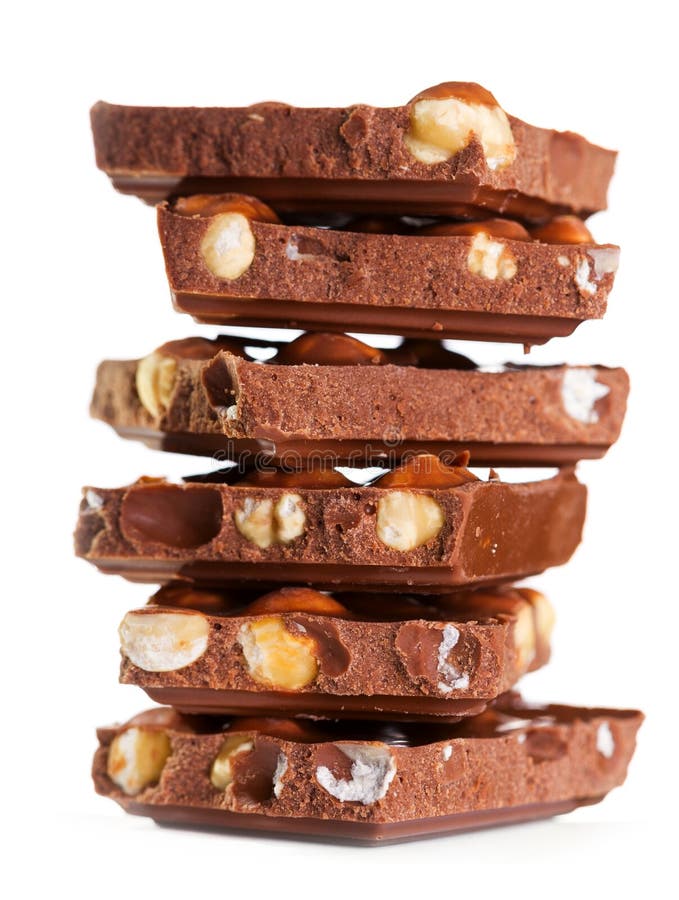 Stack of Pieces of Chocolate with Nuts Stock Photo - Image of nutrition ...