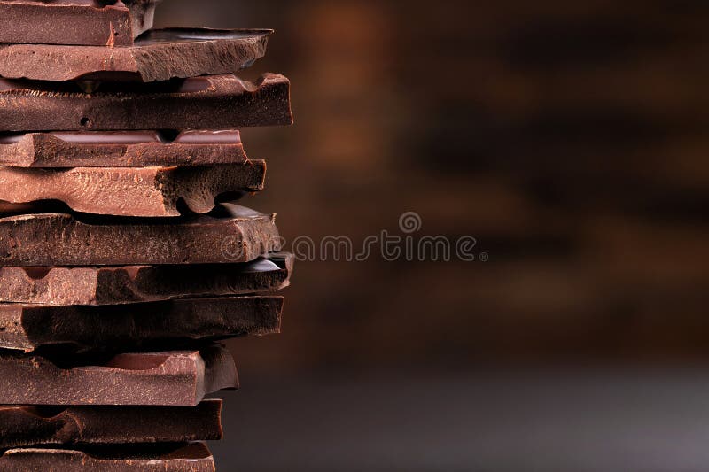 Stack Pieces Dark Chocolate. Sweet Candy Tower Stock Image - Image of ...