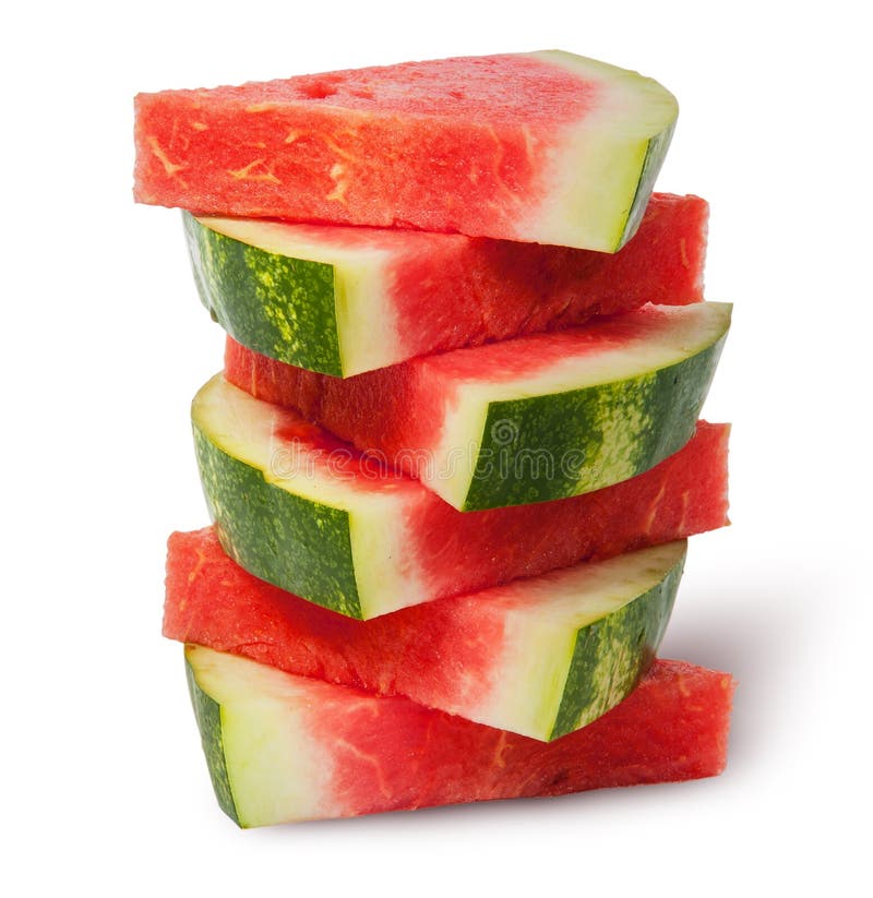 Stack of Pieces Red Ripe Watermelon Stock Photo - Image of green, fruit ...