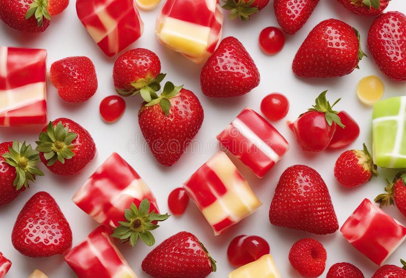 Stack or Pile of Candy Wrapped in Strawberry Pattern Wrapping Isolated ...