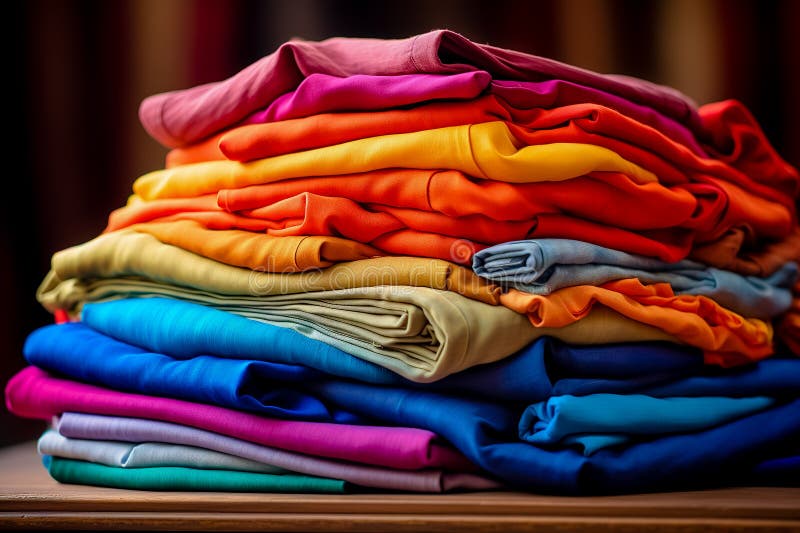 Stack Pile of Colorful Textile Fabric Cloth Material Made from Linen ...