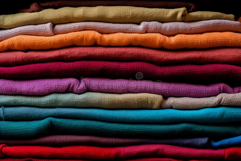 Stack Pile of Colorful Textile Fabric Cloth Material Made from Linen ...