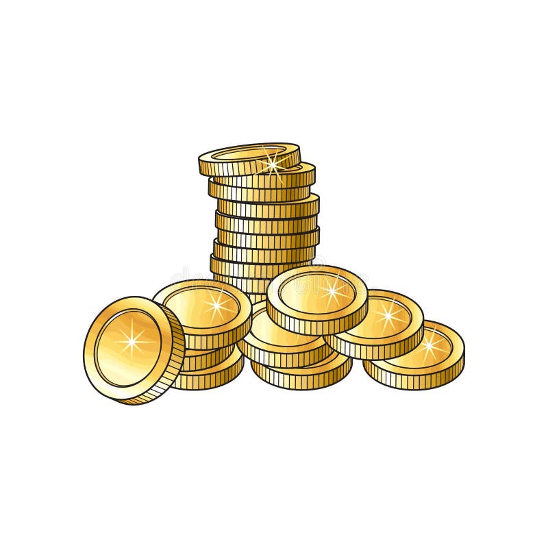 Stack, Pile, Heap of Shiny Gold Coins Stock Vector - Illustration of ...
