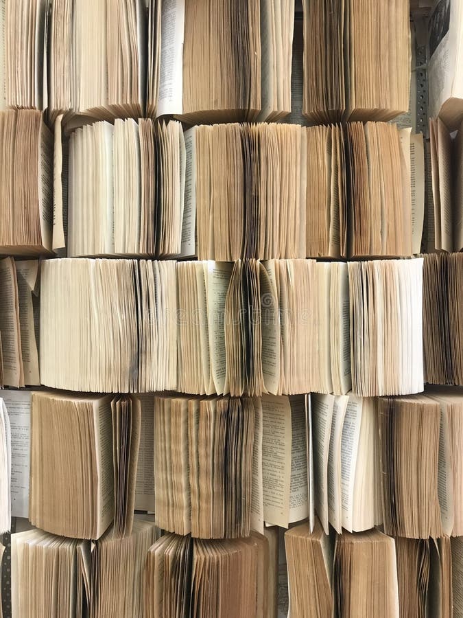 Stack Pile of Opened Old Books Collection Attached To the Wall with ...