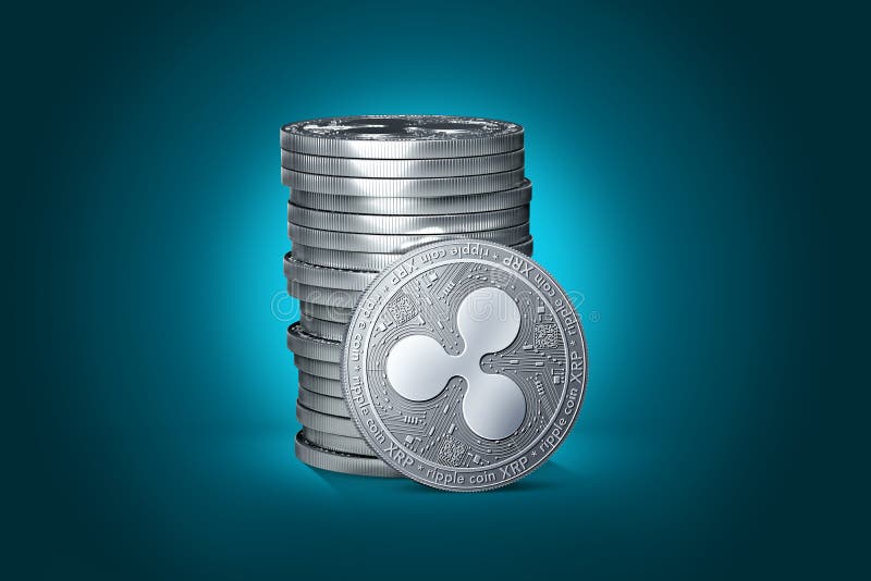 Silver Ripple XRP Coin Isolated White Background. New Virtual Money 3D ...