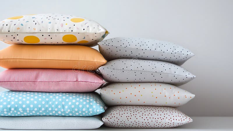 A Stack of Pillows with Different Patterns and Colors Stock ...