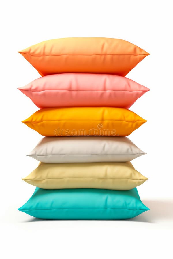 Stack of Pillows Sitting on Top of Each Other in Different Colors ...