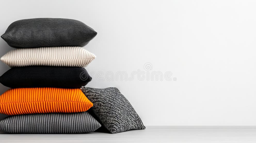 A Stack of Pillows Sitting on Top of Each Other on a Table Stock Image ...