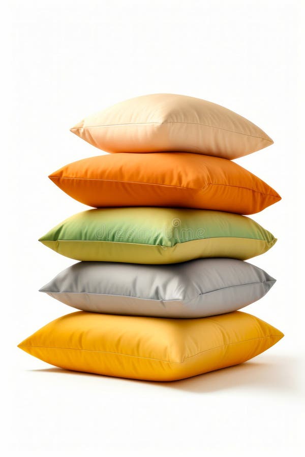 Stack of Pillows Sitting on Top of Each Other on White Surface ...