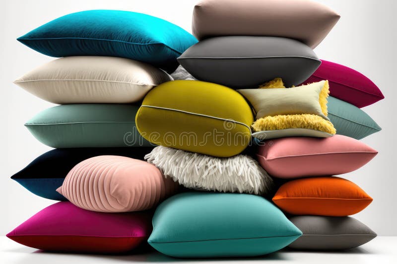 Stack of Pillows in a Variety of Colors, Shapes and Sizes Stock ...