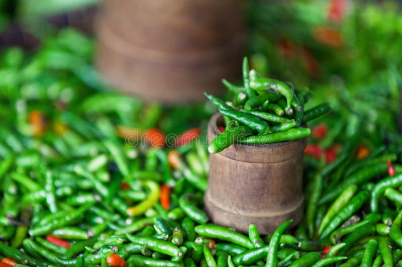 Stack of Piment Oiseau on a Market Stall Stock Photo - Image of ...