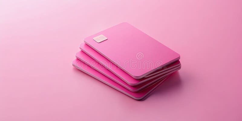 Stack of Pink Credit Cards, 3D Render, Pink Background, Minimalist ...
