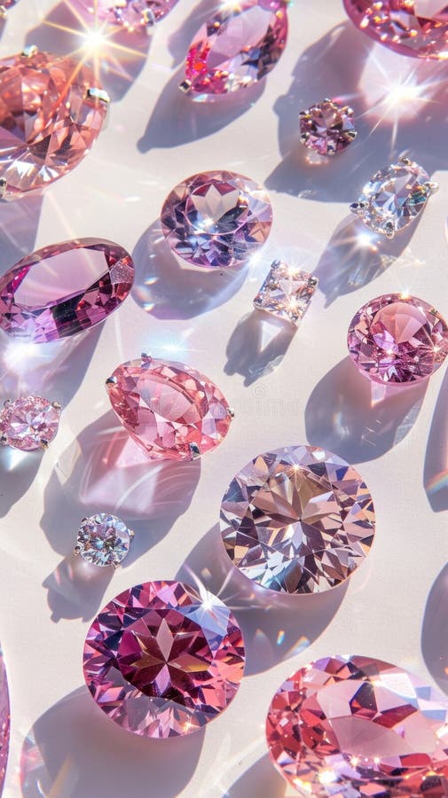A Stack of Pink Diamonds Arranged on a White Surface Stock Photo ...