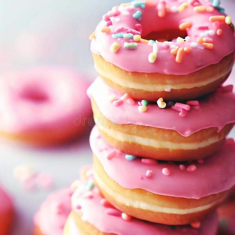 A Stack of Pink Donuts with Sprinkles on Top of Them Stock Illustration ...