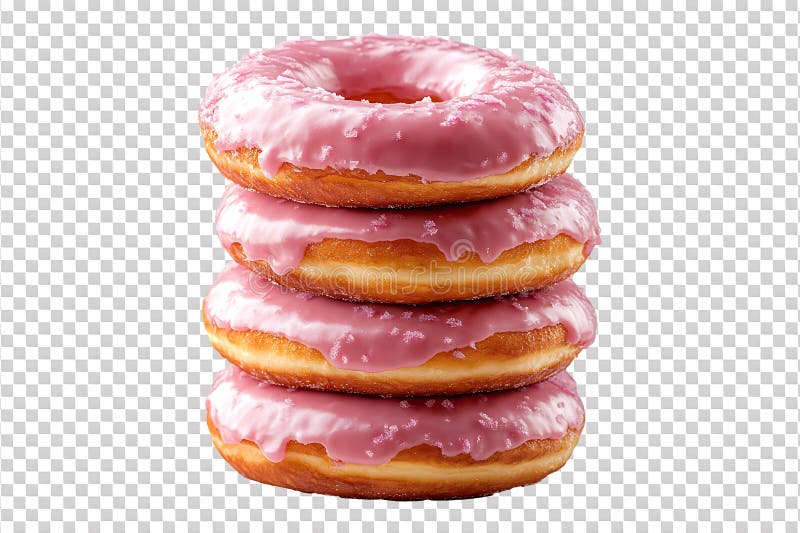 Stack of Pink Glazed Donuts Isolated on White and Transparent ...
