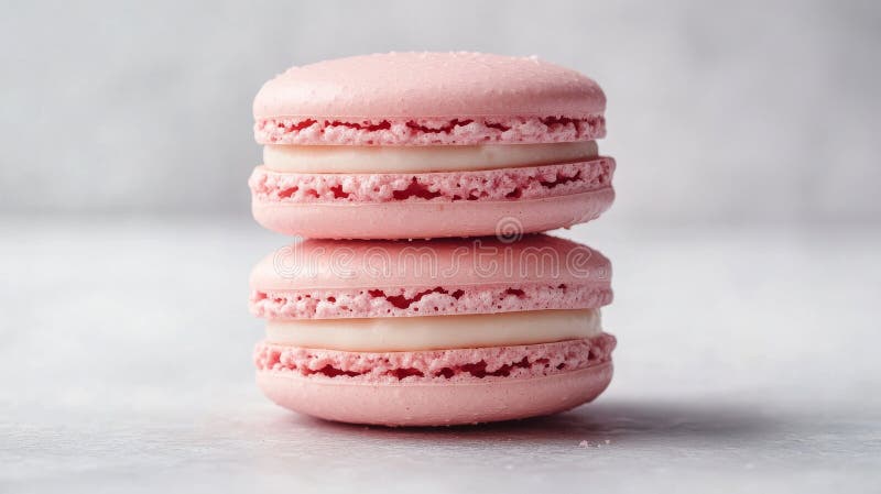 Stack of Pink Macarons on a Light Background. French Patisserie and ...