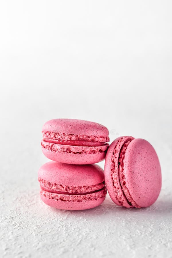 Stack of Pink Macarons on White Textured Background Isolated Stock ...