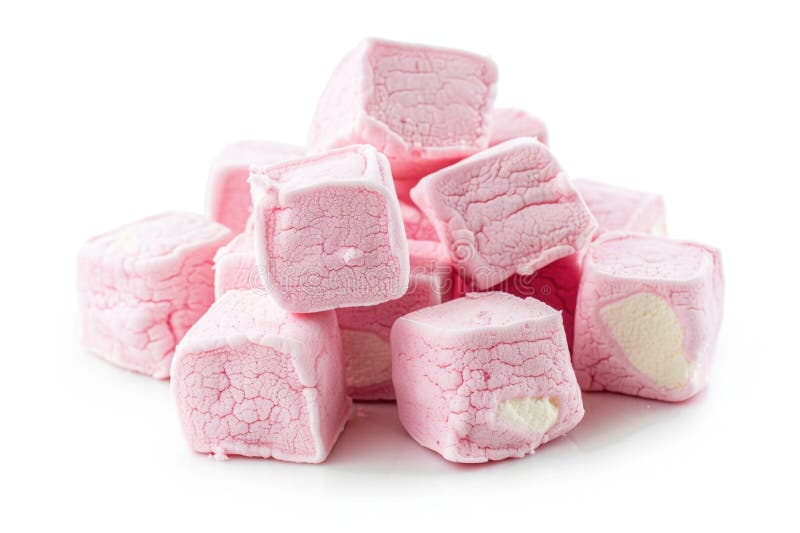 A Stack of Pink Marshmallows on a White Surface, Great for Food and ...