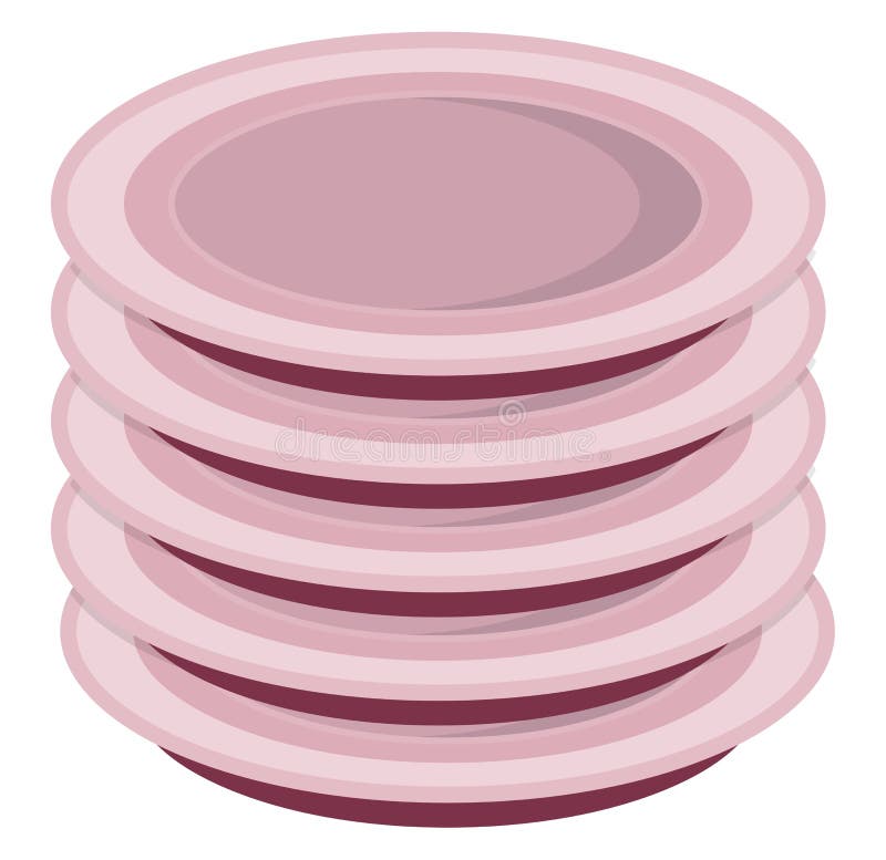 Stack of pink plates, icon stock vector. Illustration of plate - 262386656