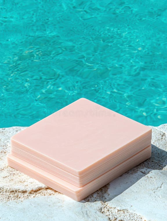 Stack of Pink Square Tiles by the Pool Stock Illustration ...