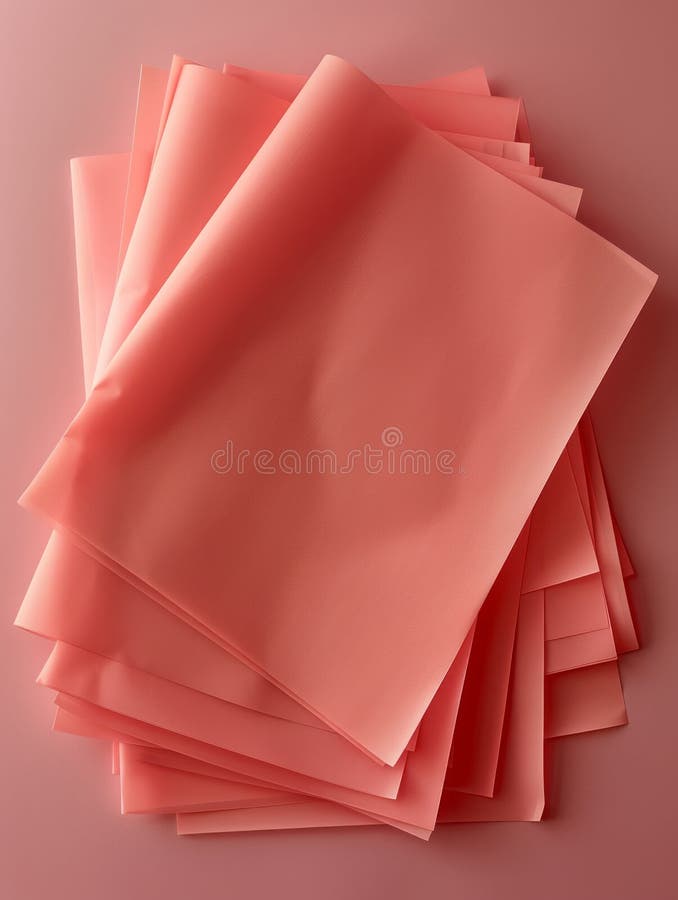 Stack of Pink Wrapping Tissue Sheets Neatly Arranged on a Matching Pink ...
