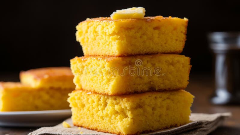 Stack Piping Hot Buttery Cornbread Stock Illustration - Illustration of ...