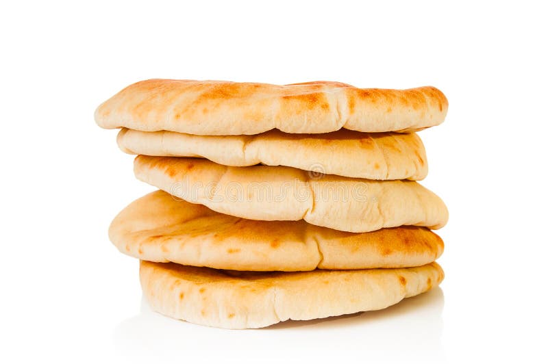 Stack of Pita Bread on White Background Stock Photo - Image of food ...