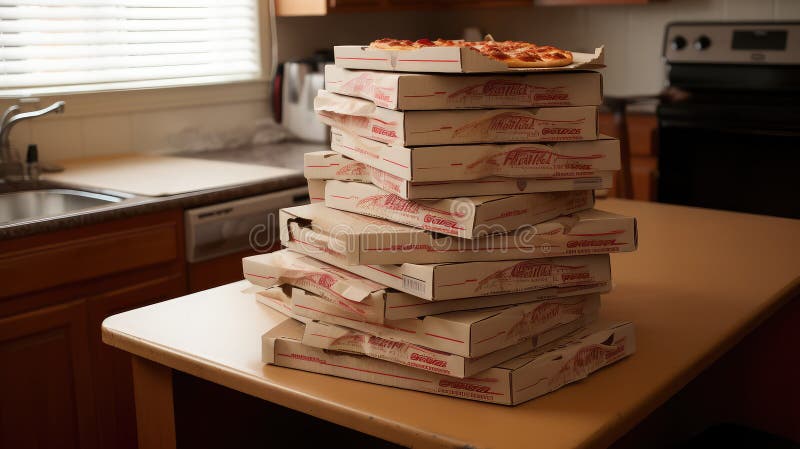 Stack pizza boxes stock illustration. Illustration of cardboard - 330500793