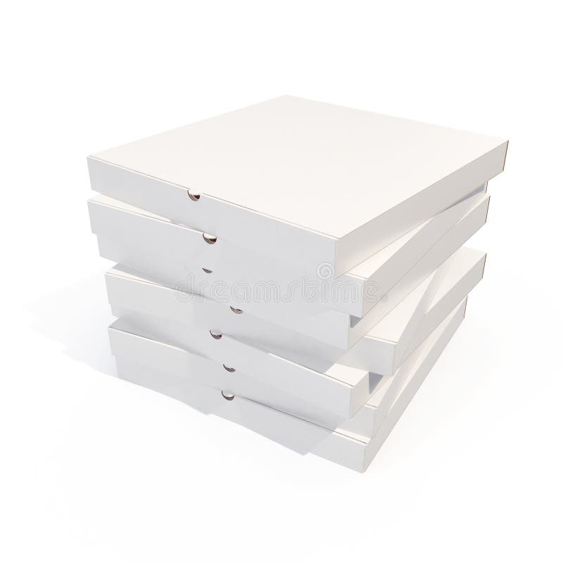 Stack of Pizza Boxes Isoleted on White, 3d Rendering Stock Illustration ...