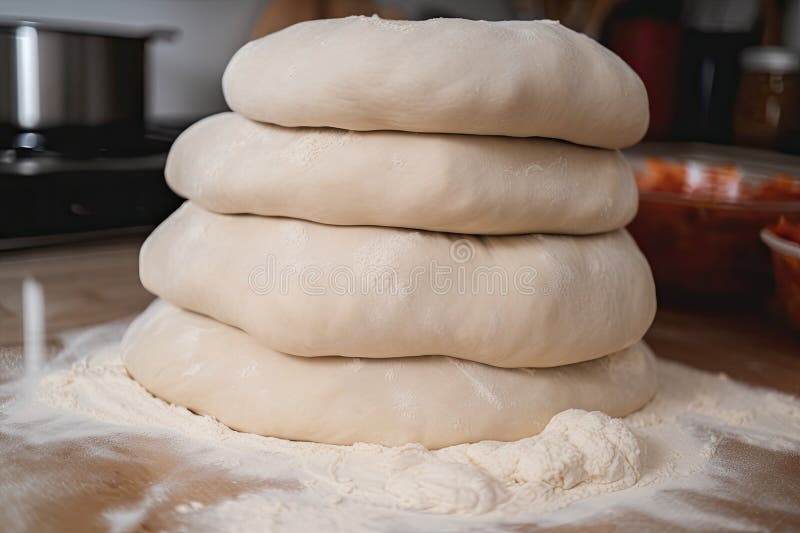 Stack of Pizza Dough, Ready To Be Topped with Fresh Ingredients and ...