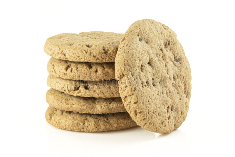 Stack of Plain Light Tea Cookies Isolated on White Background Stock ...