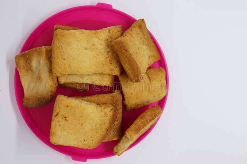 Stack of Plain Melba Toasts on White Background. Edible Square Dry ...