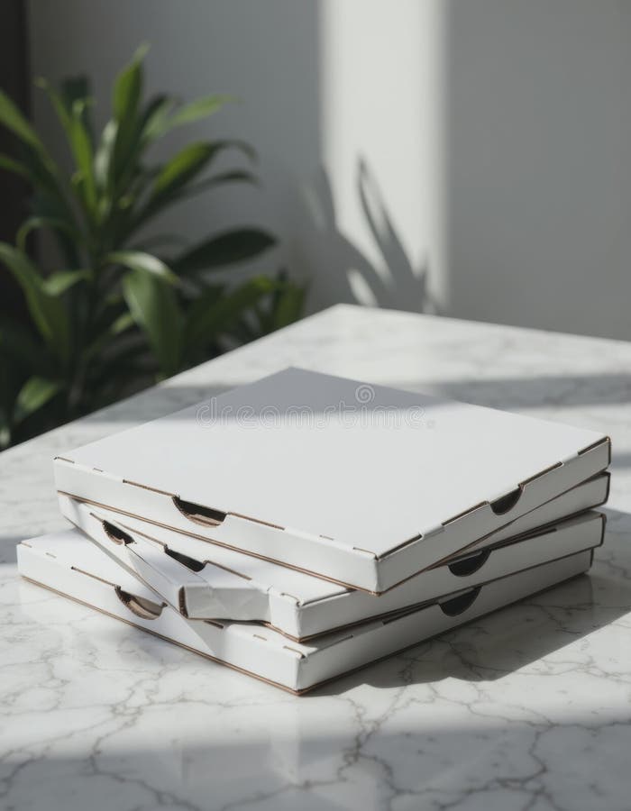 Stack of Plain Pizza Boxes Turned Blank Side, Perfect for Branding ...