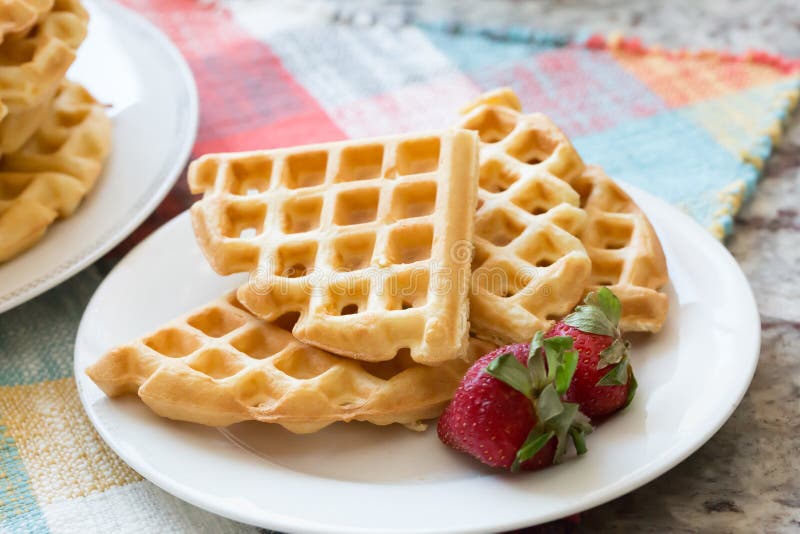 A Stack of Plain Round Waffles Stock Image - Image of gluten, plate ...
