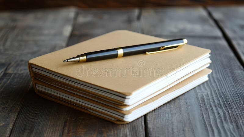 A Stack of Plain, Unlined Notebooks with a Minimalist Pen Resting on ...