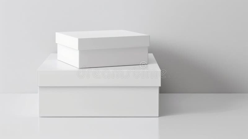 Stack of Plain White Boxes on a Minimalistic Surface Against a Simple ...