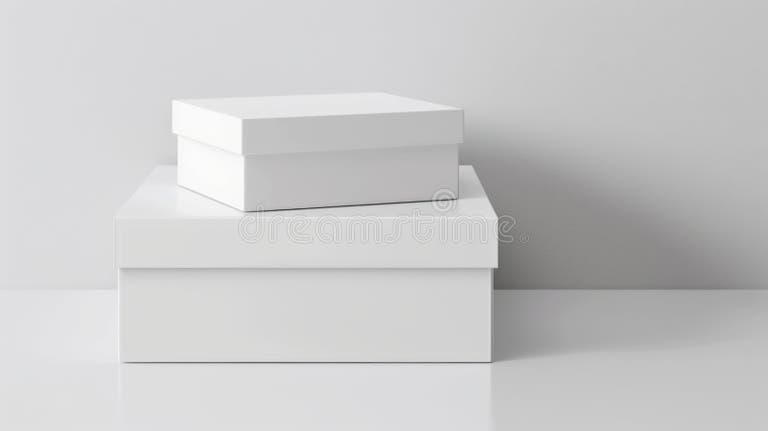 Stack of Plain White Boxes on a Minimalistic Surface Against a Simple ...
