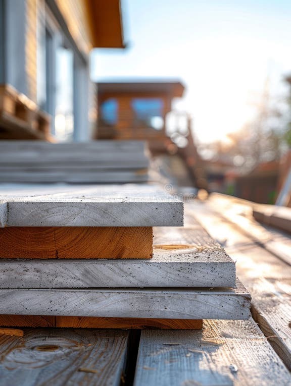 Stack of Planks at an Outdoor Construction Site in Daylight. Stock ...