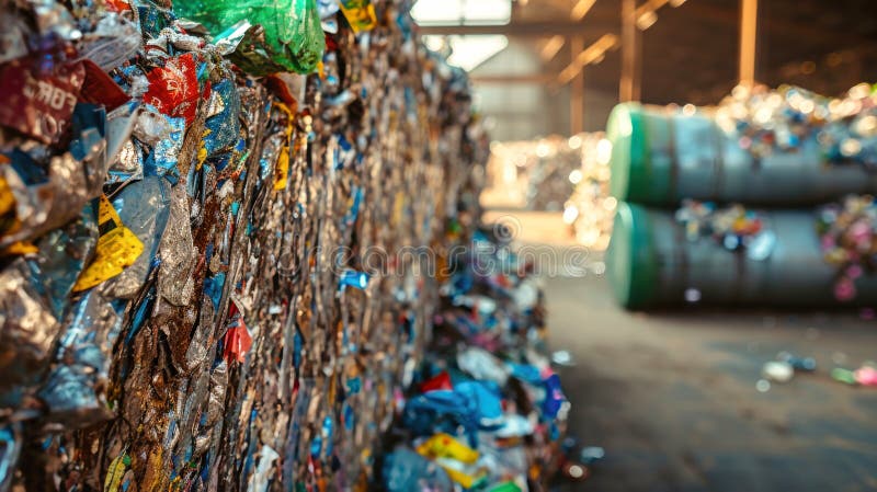 Stack of Plastic Bottles at Garbage Processing Plant Stock Illustration ...