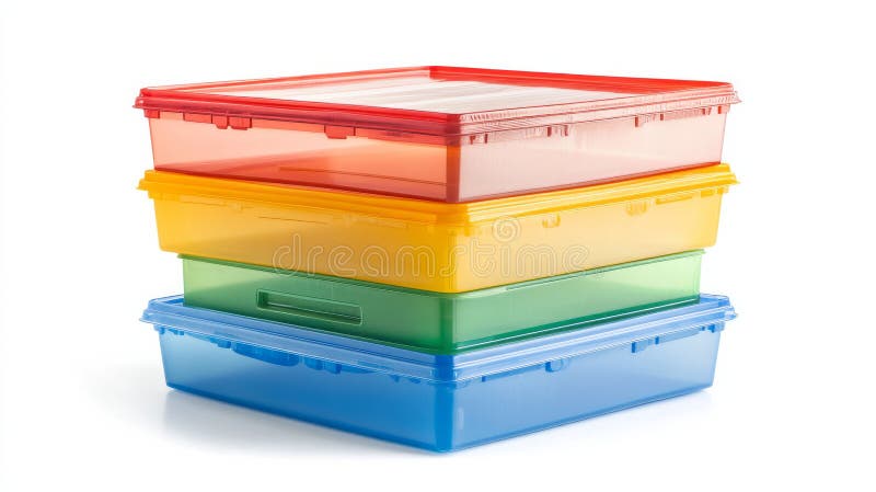 Stack of Plastic Box Package Isolated on White Background Use for ...