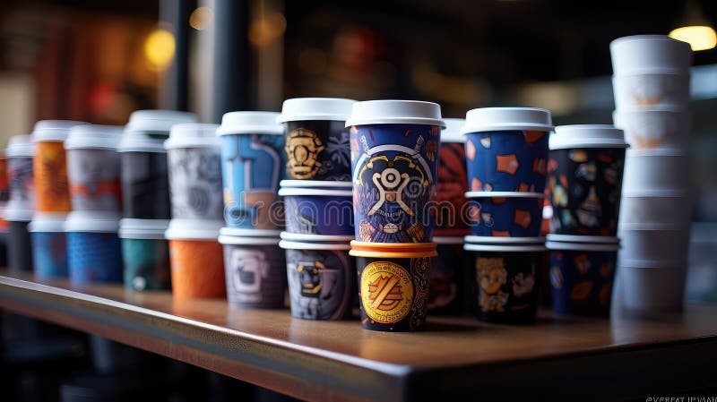 Stack plastic coffee cup stock illustration. Illustration of beverage ...