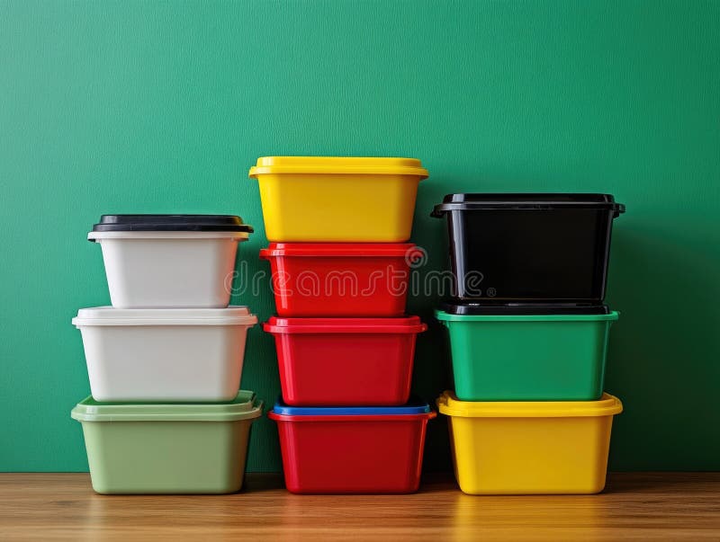 Colorful Stack Plastic Containers Various Colors Stock Photos - Free ...