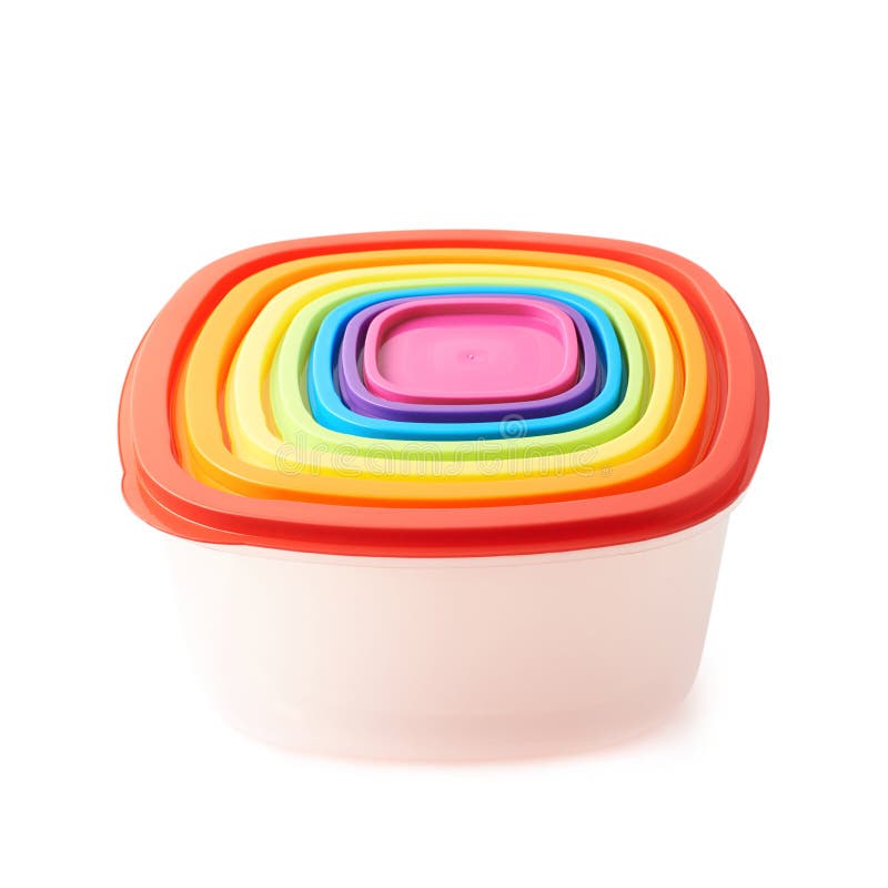 Stack of Plastic Food Containers Isolated Stock Photo - Image of food ...