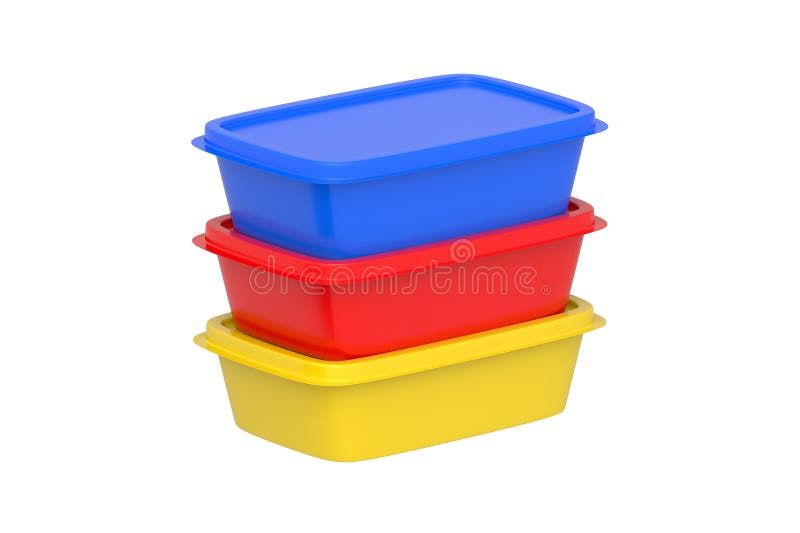 Stack of Plastic Food Containers Isolated on White Background. Stock ...