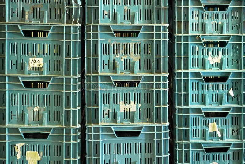 Stack of Plastic Transport Cases, Front View Stock Photo - Image of ...