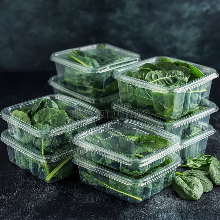 The Stack of Plastic Trays Filled with Green Leaves Looks Like this ...